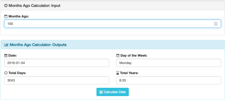 Months Ago Calculator: quickly calculate past dates