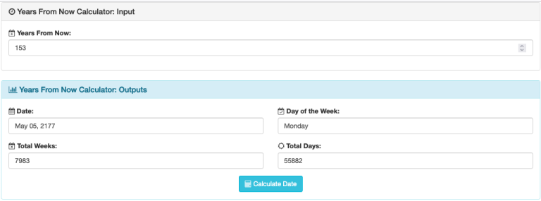 Years From Now Calculator: peek into future dates